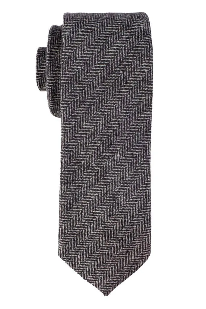 Black Textured Woolen Necktie - The Tie Hub