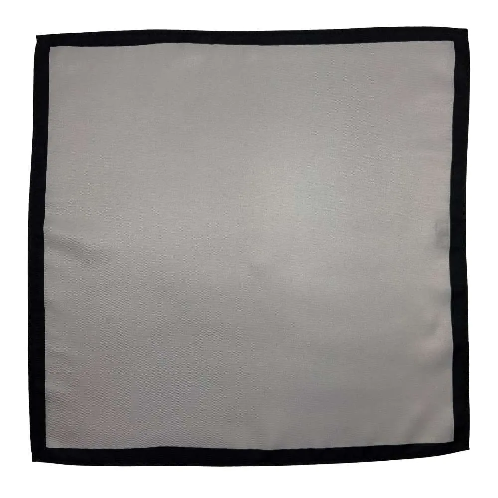 Light Grey Microfiber Pocket Square for Men with Black Border - The Tie Hub